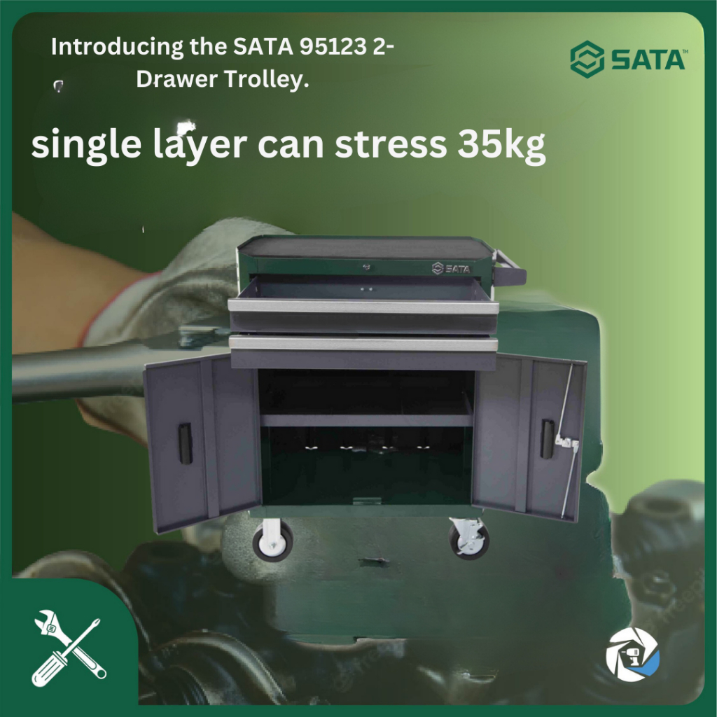 SATA 95123 2 Drawer Trolley / Tool Cart | Shopee Malaysia