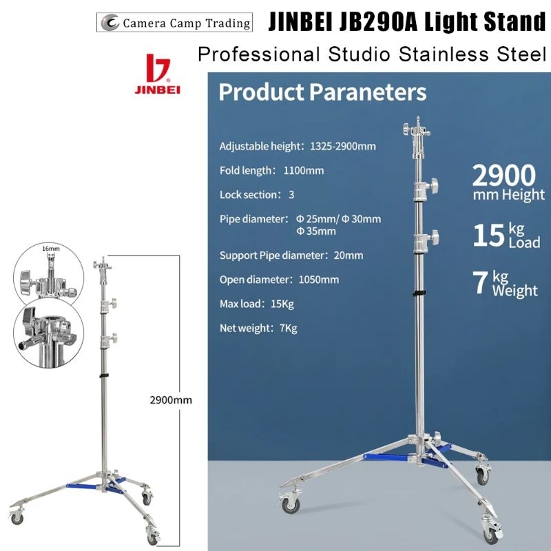 JINBEI JB290A Light Stand Professional Studio Stainless Steel with Caster Kit | Shopee Malaysia