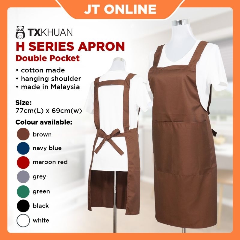 COTTON KITCHEN APRON HANG SHOULDER+BACK BAND+2 POCKET / 棉制厨房围裙挂肩+背带+口袋 ...
