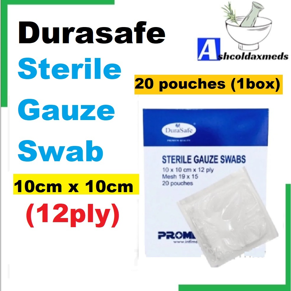(BOX) Sterile Gauze Swab 10cm x 10cm x 12ply (100% cotton) 20 pouches ...