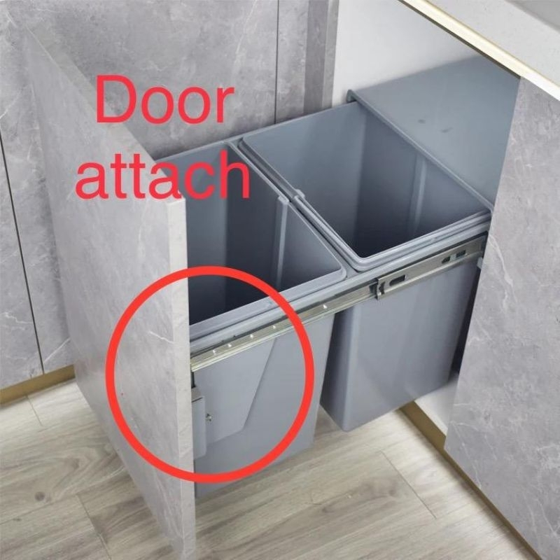 (Ready Stock)kitchen cabinet soft close sliding pull out dusbin built ...