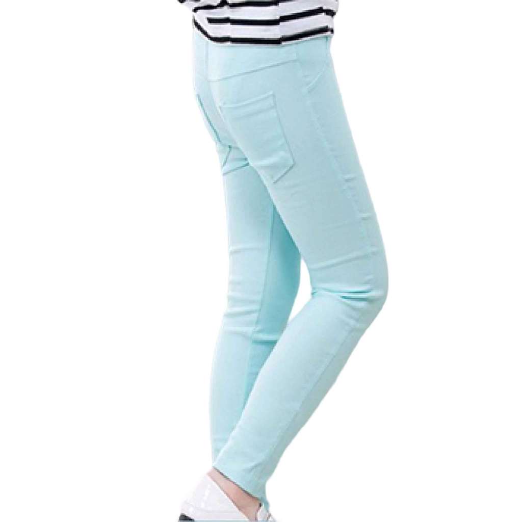 (3-12yrs) Girl Long Pants Jeans Slim Fit Color Pant Pocket Legging ...