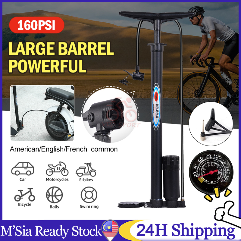 High Pressure Bicycle Pump Pam Angin Tayar With Gauge 160 PSI Air Pump ...