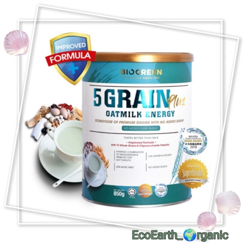 BIOGREEN 5 GRAIN PLUS POWDER 850g EXP:7/2026 有机五谷燕麦粉 | Shopee Malaysia