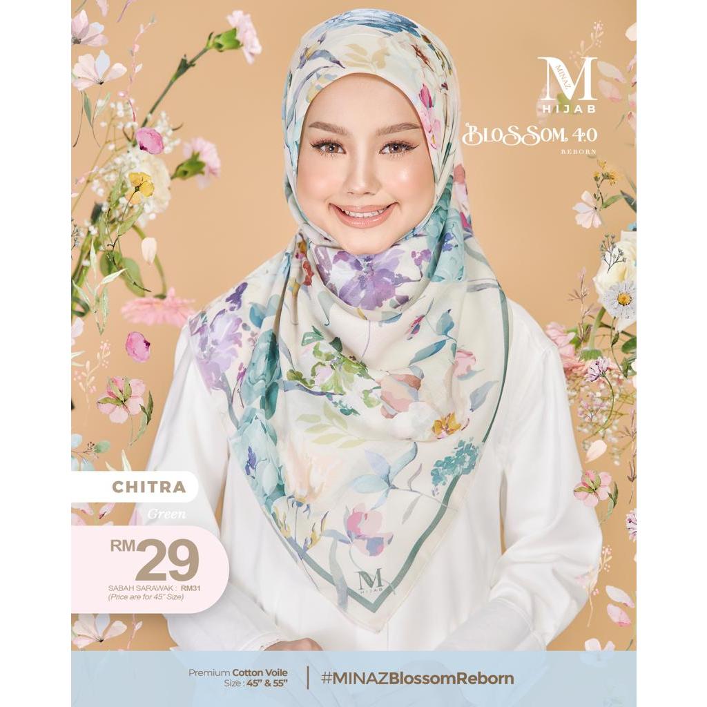 MINAZ HIJAB BLOSSOM REBORN 4.0 : CHITRA : Green | Shopee Malaysia
