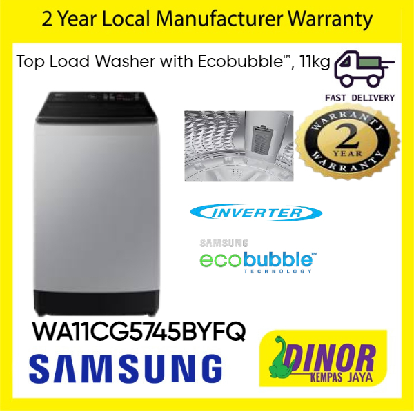 SAMSUNG WA11CG5745BYFQ 11KG ACTIVE BUBBLE SPEED SPRAY DIGITAL INVERTER ...