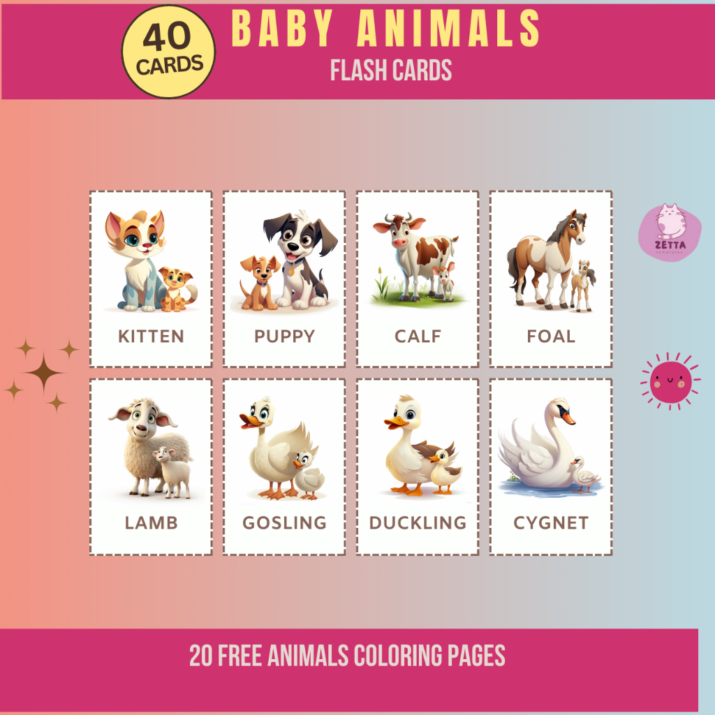 Baby Animal Flashcards Animal Printable Montessori Animals Flashcards ...