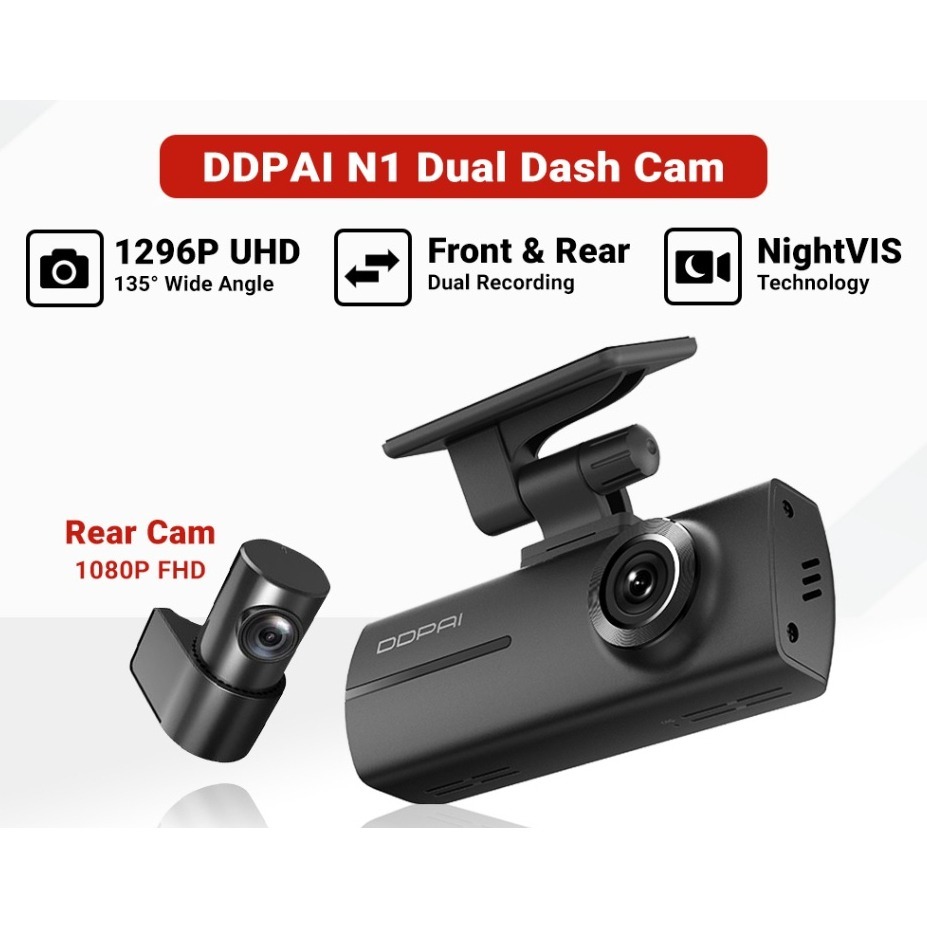 💥READY STOCK💥DDPAI N1 Dual Dash Cam | 1296P Front & Rear Camera 135 ...
