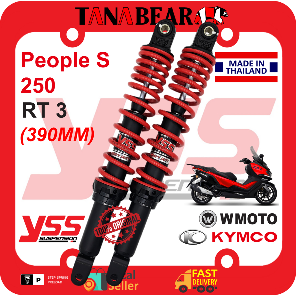 YSS KYMCO PEOPLE S 250 / RT3 WMOTO (390MM) Gas (DTG) HEAVY DUTY adjustable absorber twinshock ...