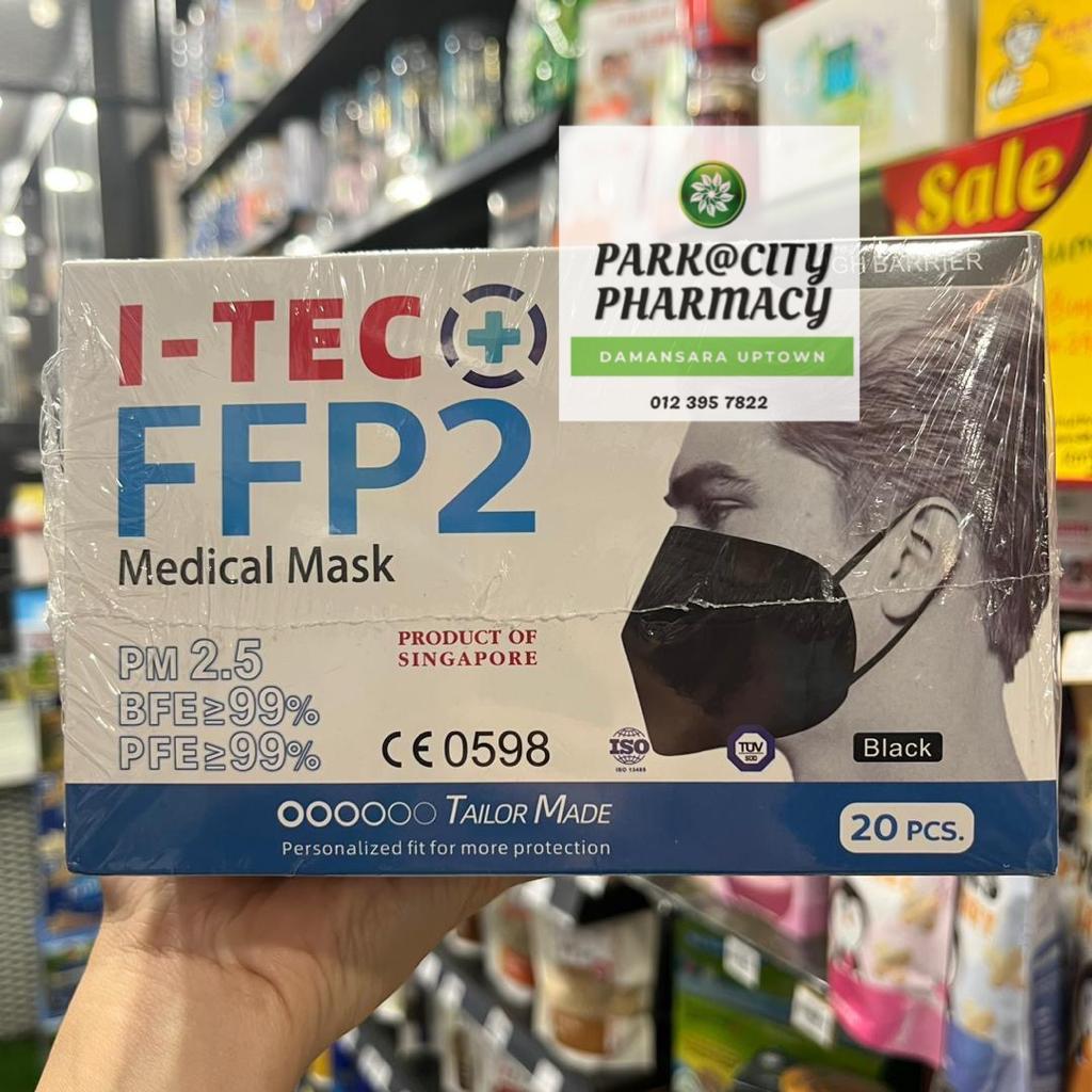 ITEC I-Tec FFP2 Earloop Medical Mask 20s (Black) 2443 (Previously ...