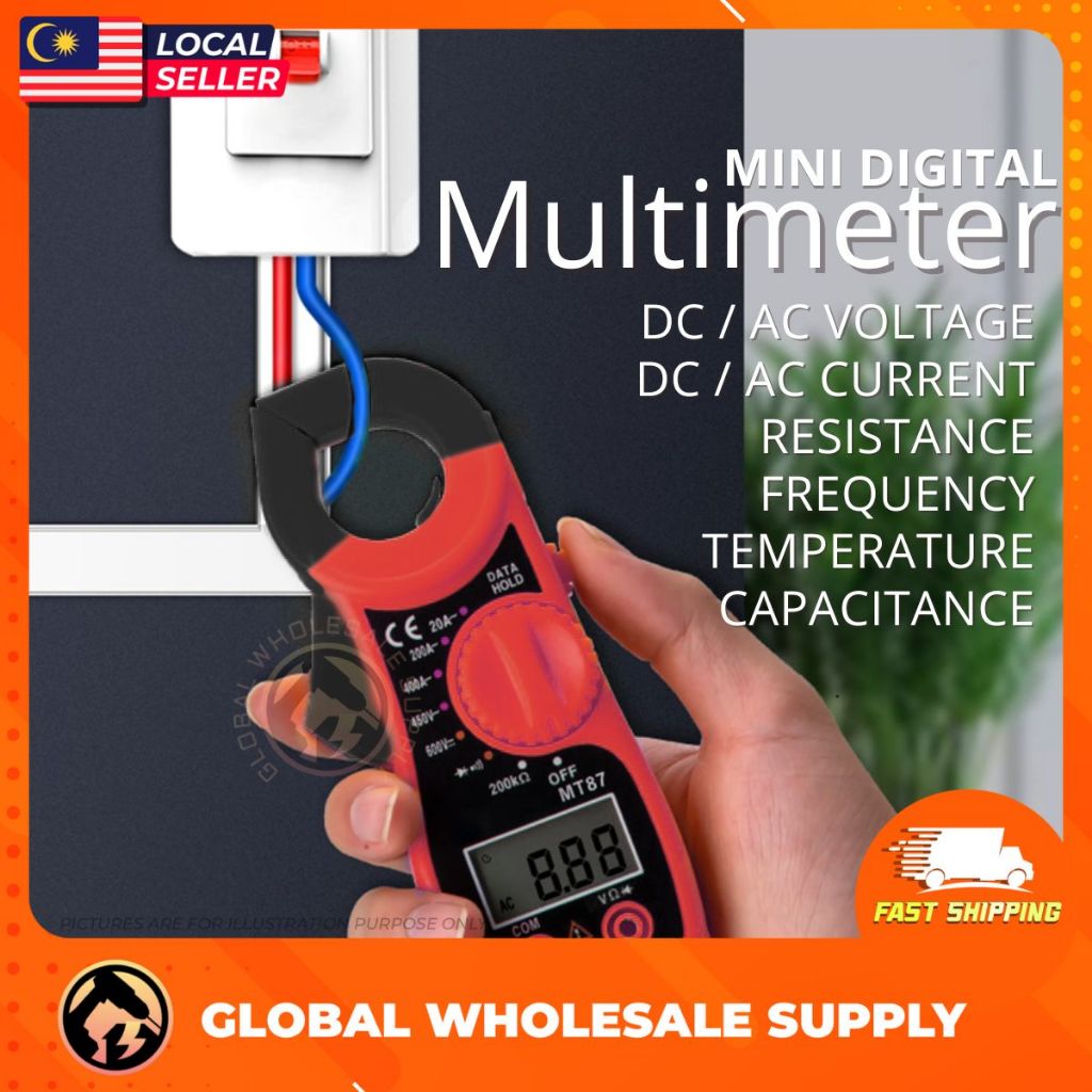 MINI Pocket Digital Multimeter Clamp Voltage Current Electric LCD ...