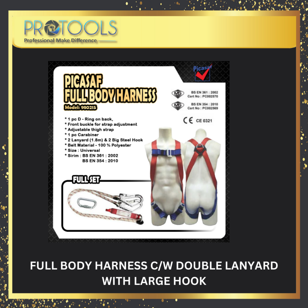 [READY STOCK} PICASAF 980215 FULL BODY HEAVY DUTY SAFETY HARNESS SET - 1.8M | Shopee Malaysia