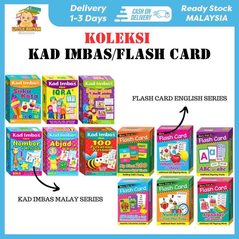 EARLY LEARNING FLASH CARD ENGLISH KAD IMBAS BAHASA MELAYU FOR BABY AND KIDS- alphabet number ...