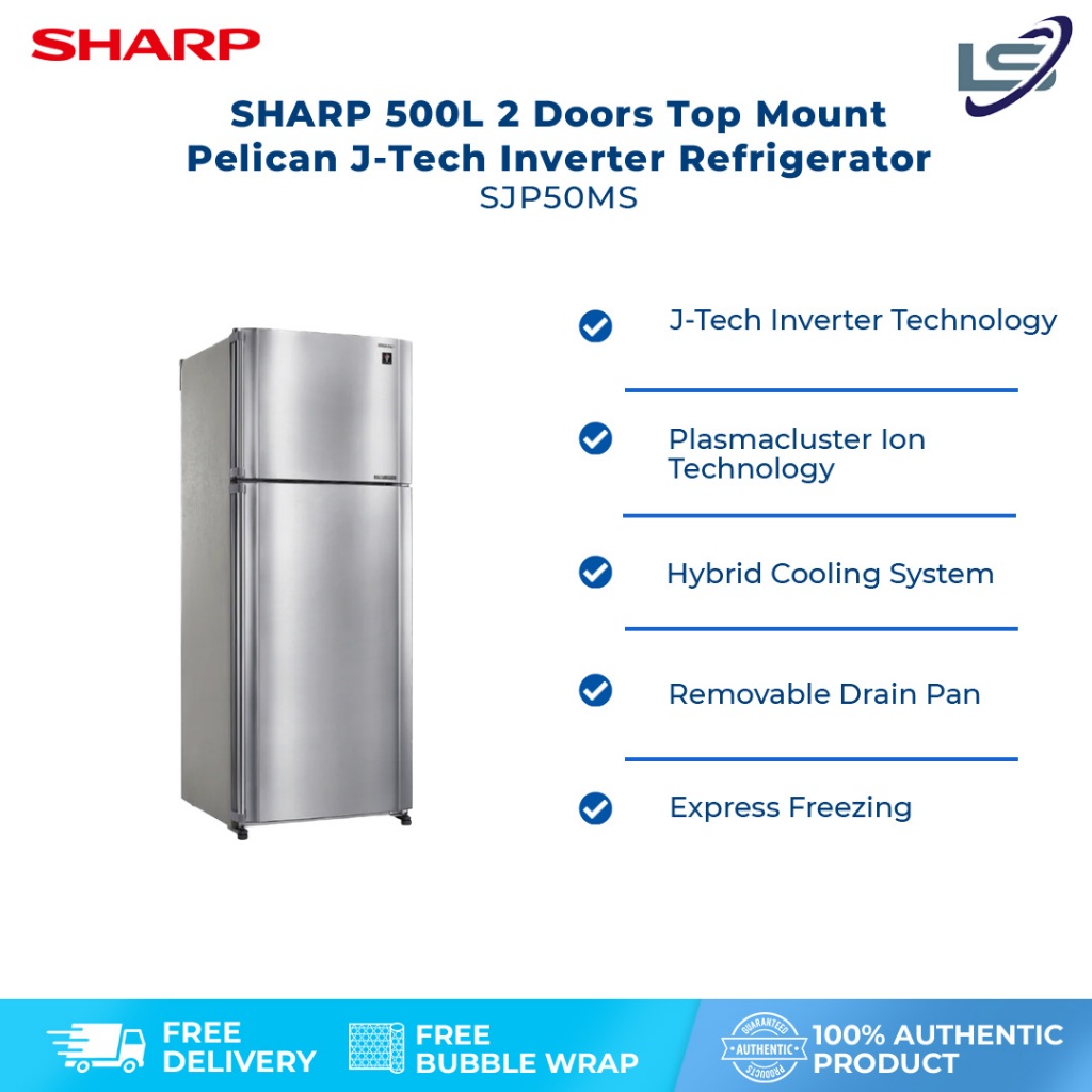 SHARP 500L 2 Doors Top Mount Pelican J-Tech Inverter Refrigerator ...