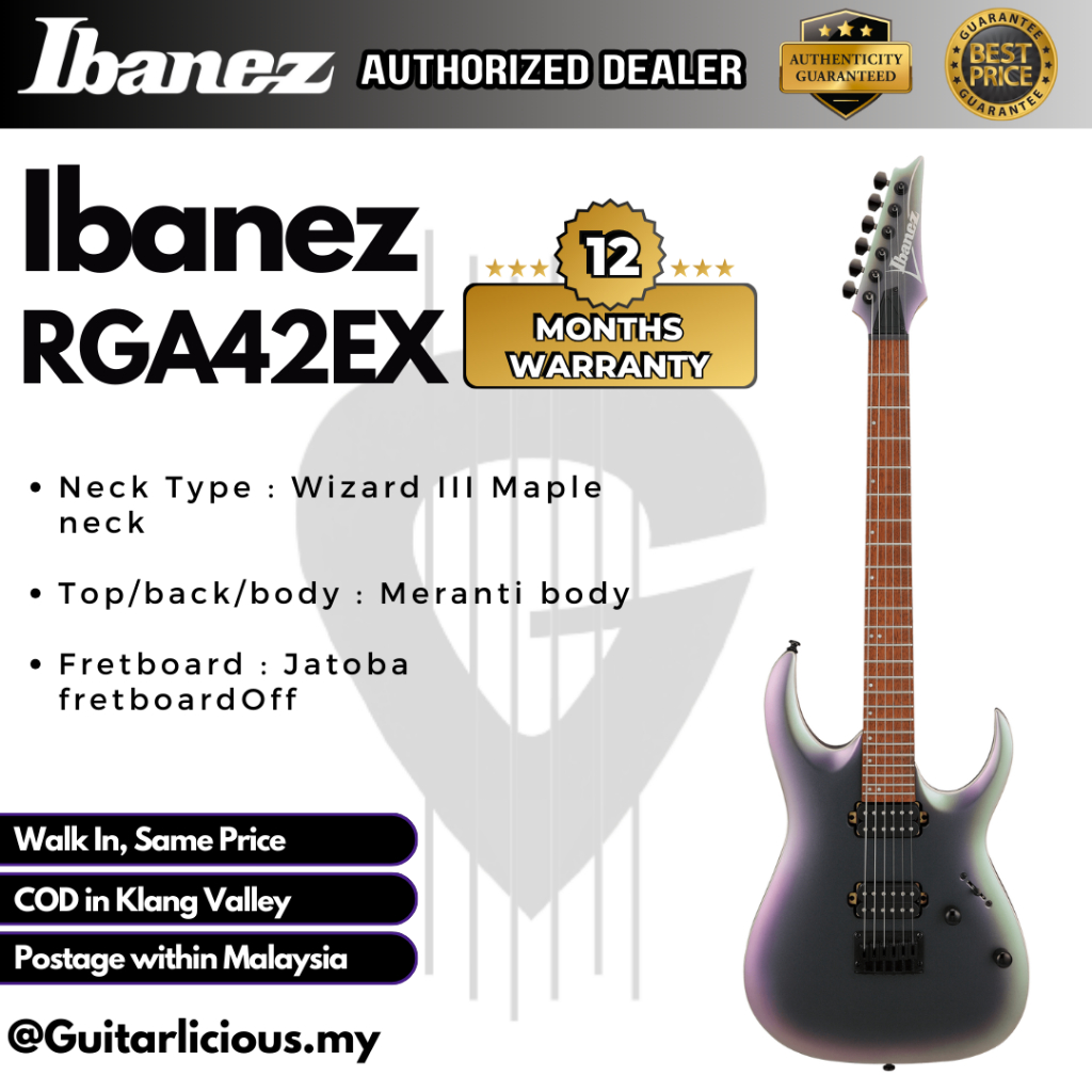 Ibanez RGA42EX Electric Guitar with HH Pick up - Black Aurora Burst ...