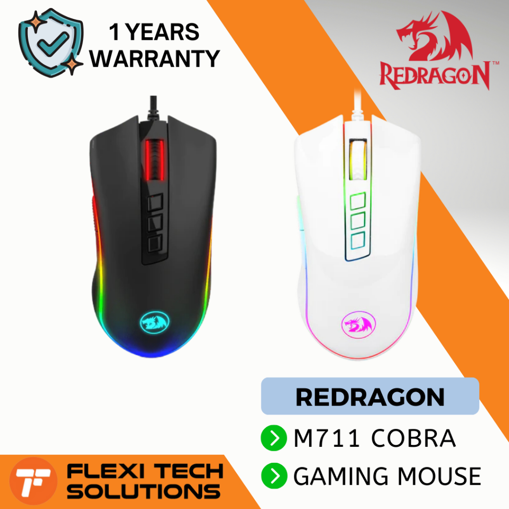 Flexi Tech REDRAGON M711 COBRA Black & White Gaming Mouse with 16.8 ...