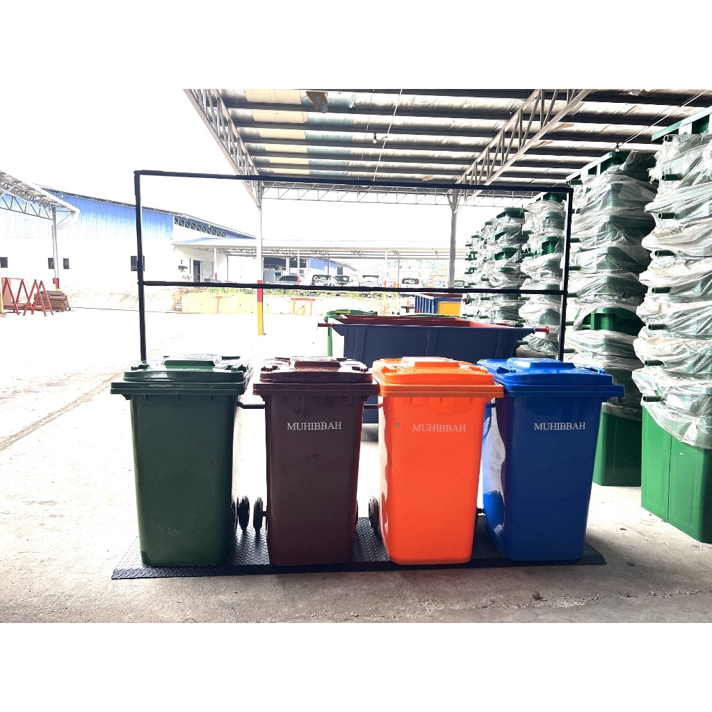 Muhibbah Recycle Bin Set 2 Wheel HDPE Mobile Garbage Bin 120 Litres 240 ...