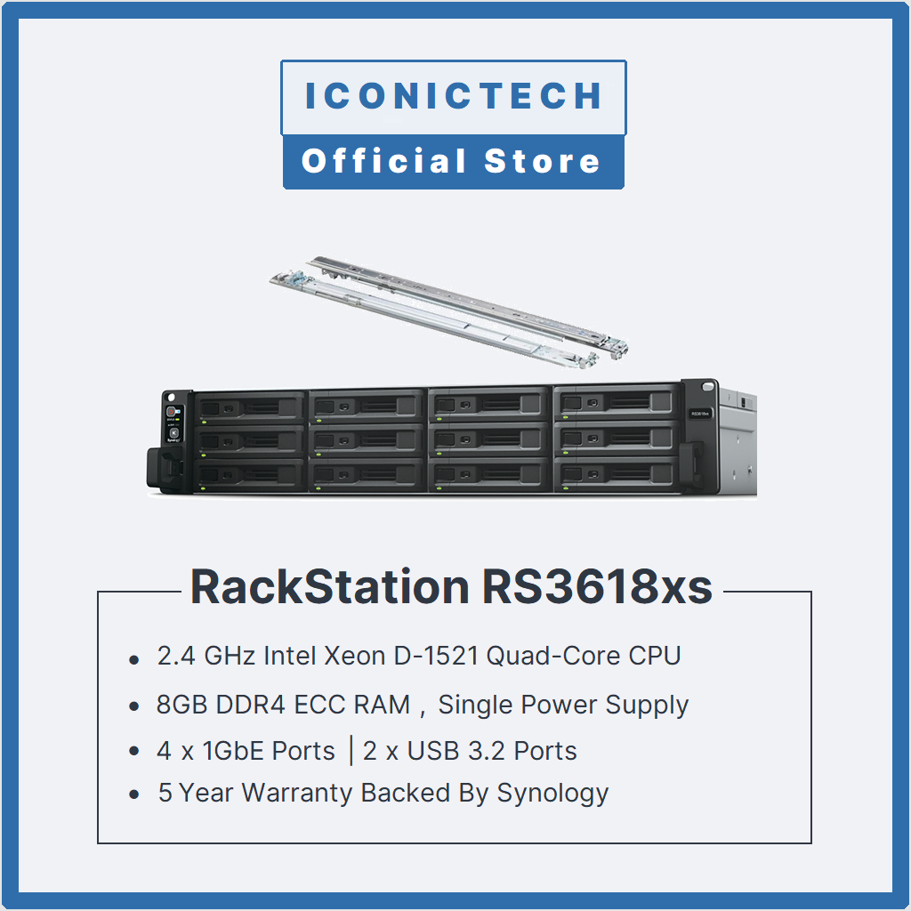 Synology RackStation RS3618xs 12-Bay NAS Server 0TB ~ 216TB or vs ...