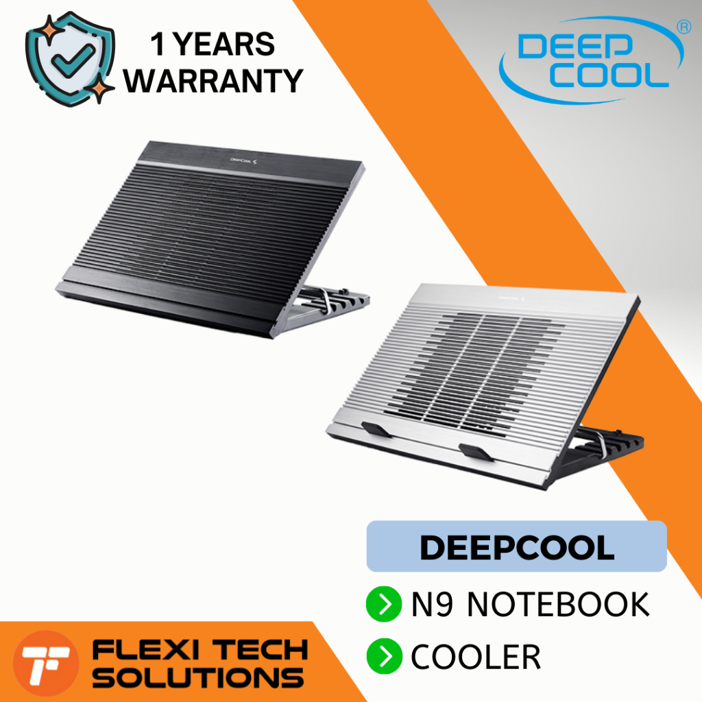 Flexi Tech DEEPCOOL N9 Black & Silver Notebook Cooler Viewing angle ...