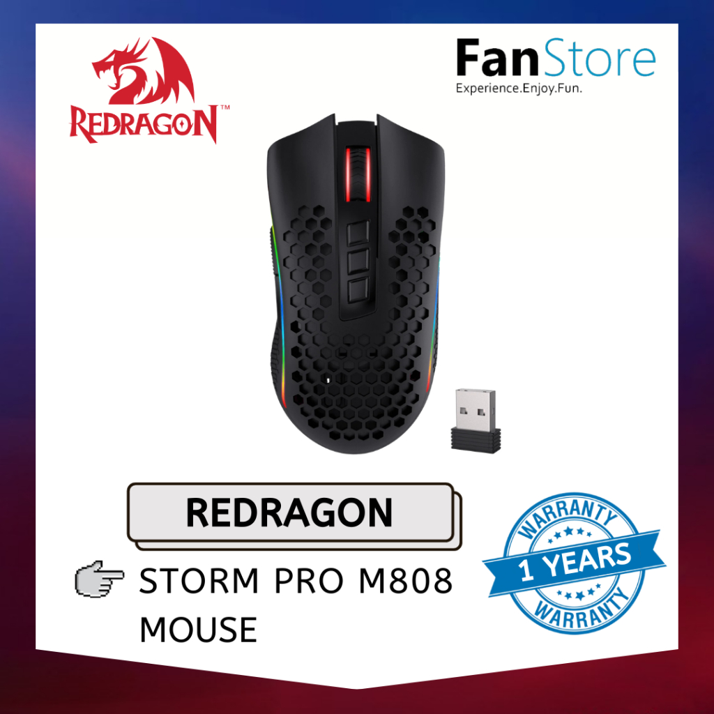 FANSTORE REDRAGON M808 Storm Pro RGB Black 16000 DPI Wireless Gaming ...