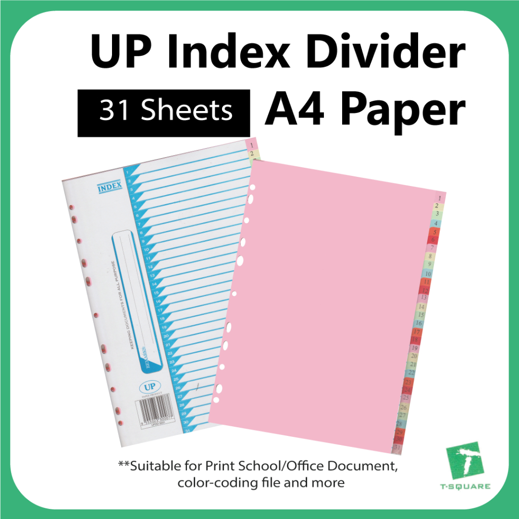 UP Index Divider A4 Paper (Numbering 1-31) | Shopee Malaysia