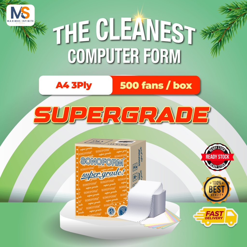 SONOFORM SUPERGRADE Computer Form / Blue Image / 3Ply A4 - 500 Fans ...