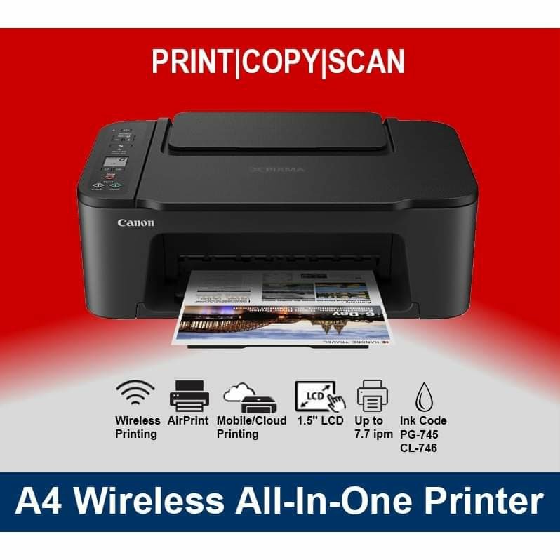 Canon TS3470 Wireless Printer (Include Original Black & Colour Ink ...