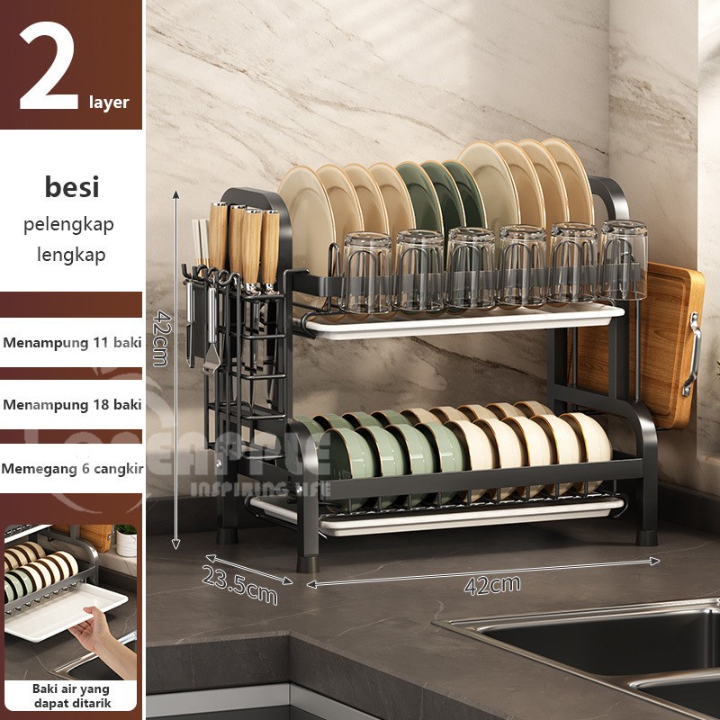 UPGRADE VERSION 2L & 3L Stainless Steel Kitchen Dish Drainer Rack with ...