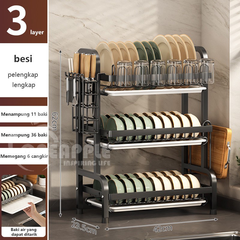 UPGRADE VERSION 2L & 3L Stainless Steel Kitchen Dish Drainer Rack with ...