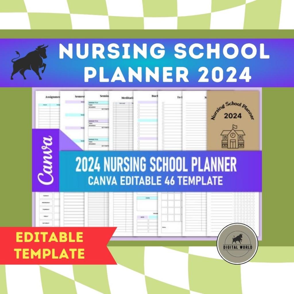 Canva Nursing School Planner 2024 | Canva Planner | Nursing School ...
