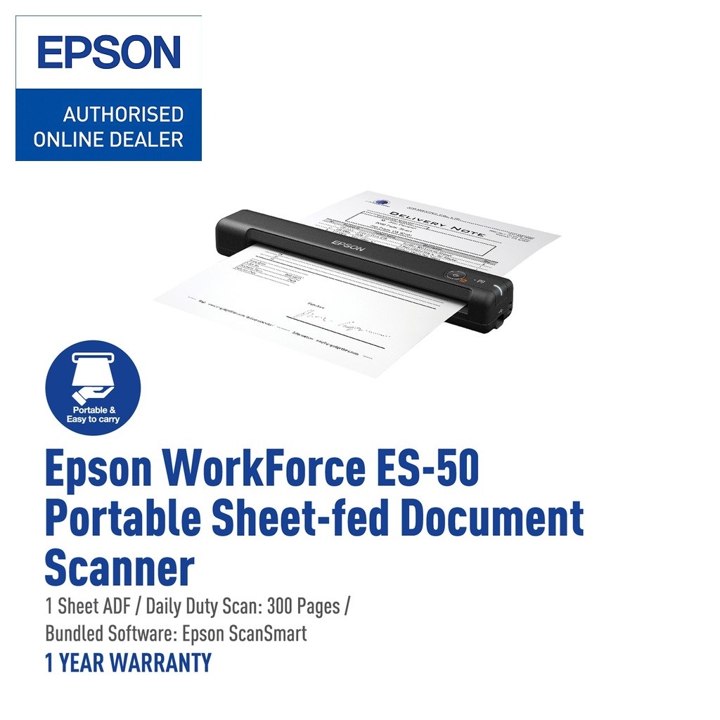 Epson WorkForce ES-50 Portable Sheetfed Document Scanner | Shopee Malaysia