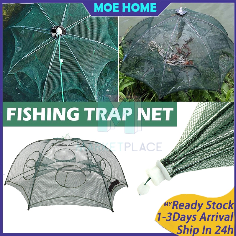 💥BuBu Payung Jala Jaring ikan udang Portable Folding Fishing Net Shrimp ...