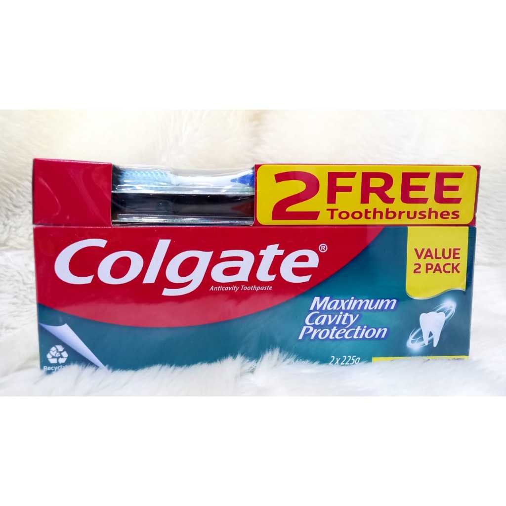 Colgate Maximum Cavity Protection Toothpaste Fresh Cool Mint 225g x2 / Great Regular Flavor 225g ...