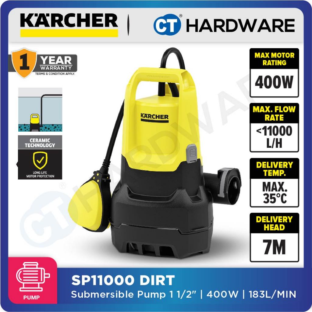 KARCHER SP 11.000 DIRT SUBMERSIBLE PUMP 1 1/2" | 400W | 183L/MIN | 7M/H ...