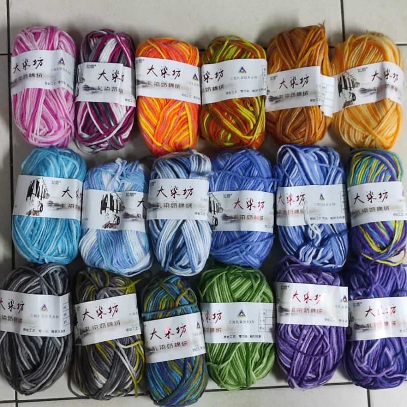 5 PLY Benang Kait Mix Color Soft Yarn Crochet / Knitting Yarn Milk ...