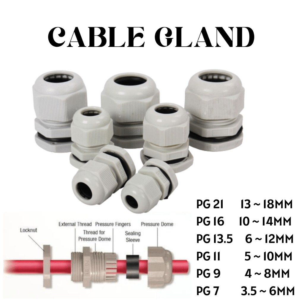 5PCS CABLE GLANDS PVC NYLON Cable Grommet Waterproof PG7 PG9 PG11 PG13.5 PG16 PG19 PG21 PG24 ...