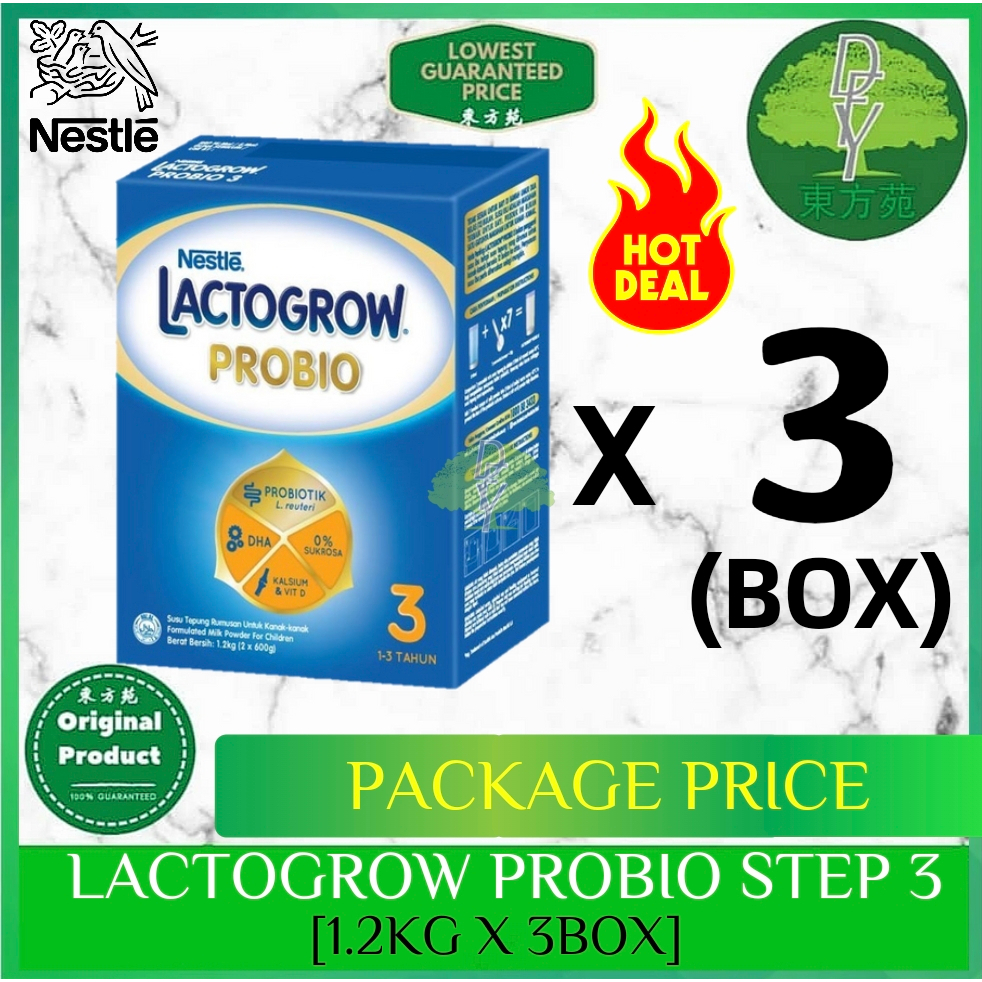 Nestle Lactogrow 3 (1.2kg x 3Box) Exp:10/2024 Exclusive Package ...