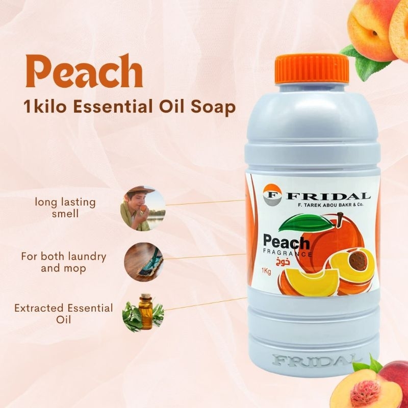 Frida Cleaning agent 1kg peach scent perfume detergent laundry with essential oils flooring mop ...