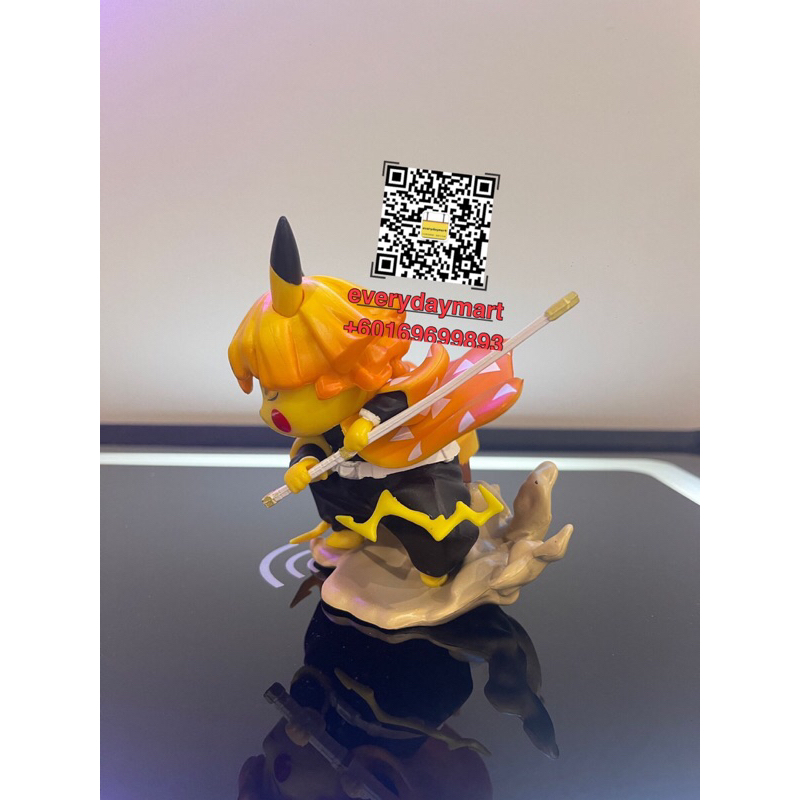 DEMON SLAYER💥ZENITSU AGATSUMA COSPLAY PIKACHU💥Q VERSION STATUES ACTION ...