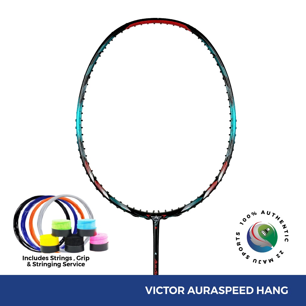 VICTOR AURASPEED HANG ( FOC STRING + STRINGING + GRIP ) ARS-H BADMINTON ...