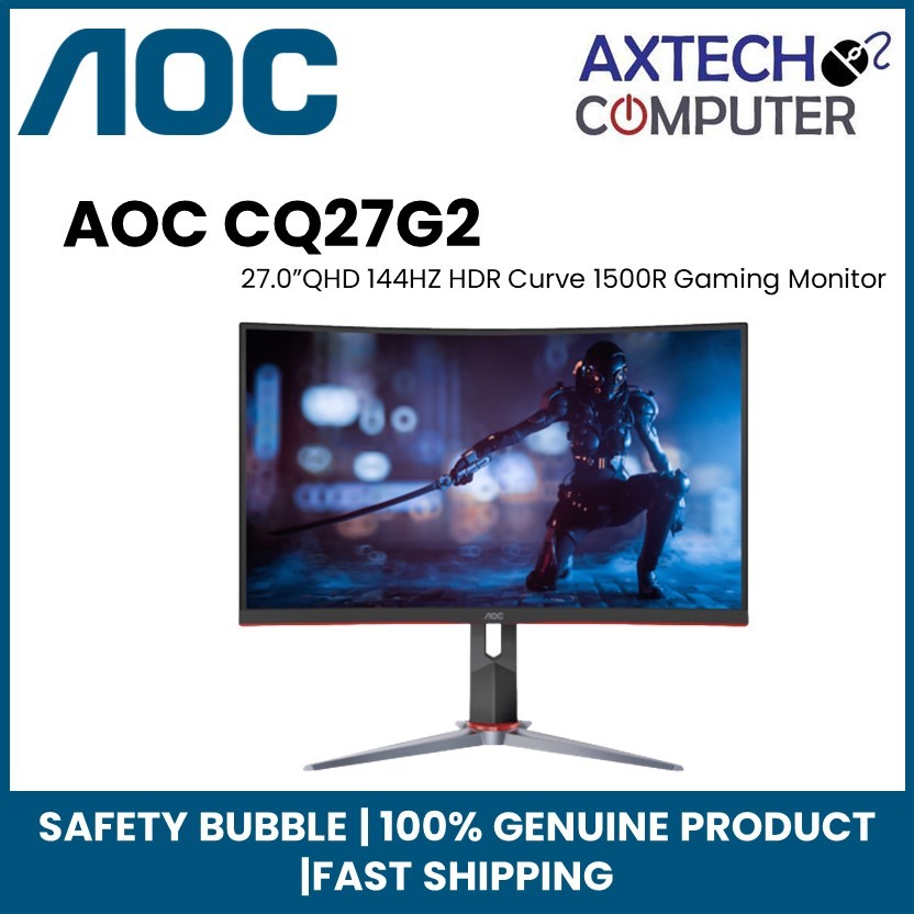 AOC CQ27G2 27" QHD 144Hz HDR Curved Gaming Monitor ( DP, HDMI, 3 Yrs ...