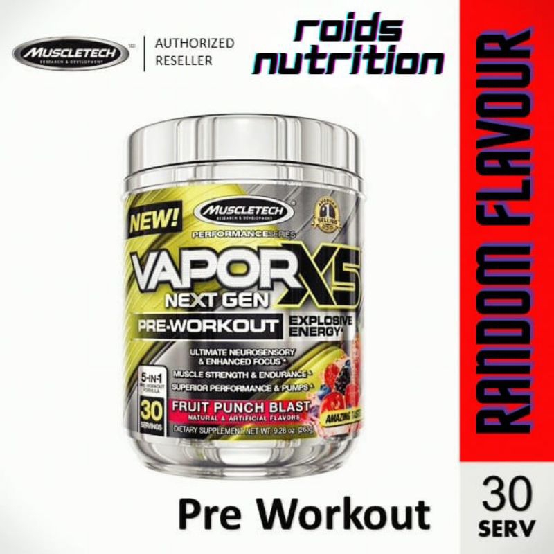 MUSCLETECH - Vapor X5 Next Gen Preworkout 30Servings (Random Flavour ...
