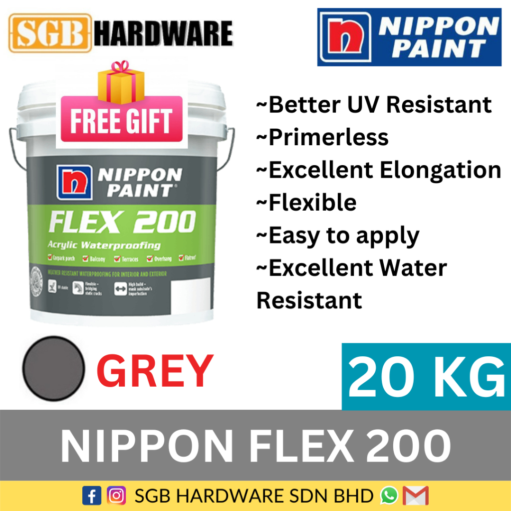 Nippon Paint FLEX 200 20kg Acrylic Waterproofing Paint / Nippon Flex200 ...