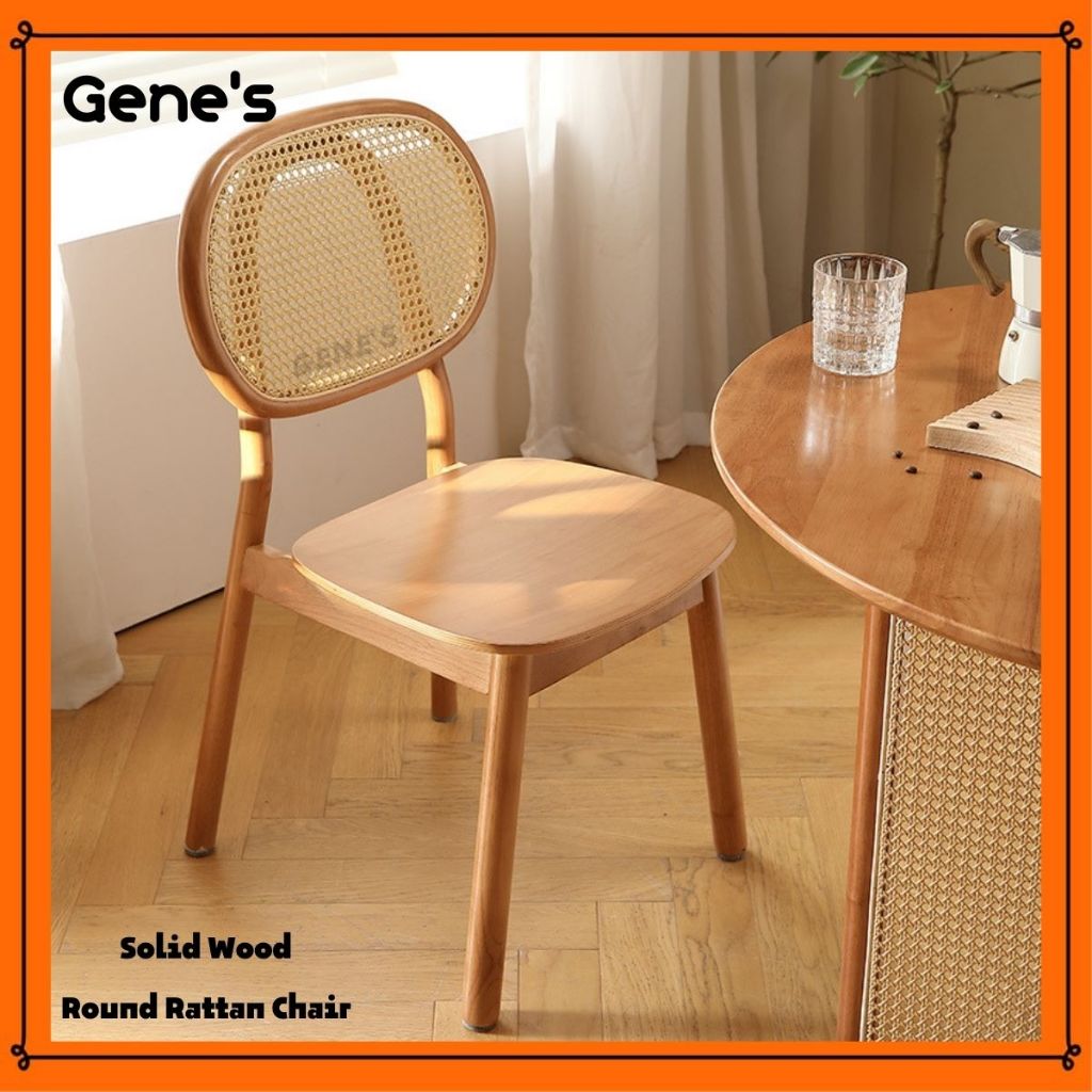 Gene's Luxury Solid Wood Rattan Chair for Dining & Multipurpose Chair ...