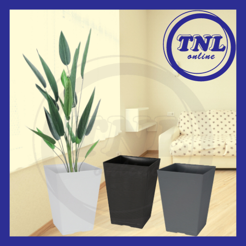 TNL FELTON 2512 20CM TALL SQUARE PLASTIC FLOWER POT PASU BUNGA PLASTIK ...