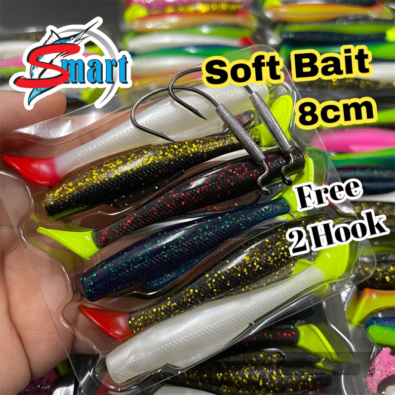 Free Hook 】SMART 8cm Soft Plastic 1pack 6pcs Sillent Killer Soft Bait ...