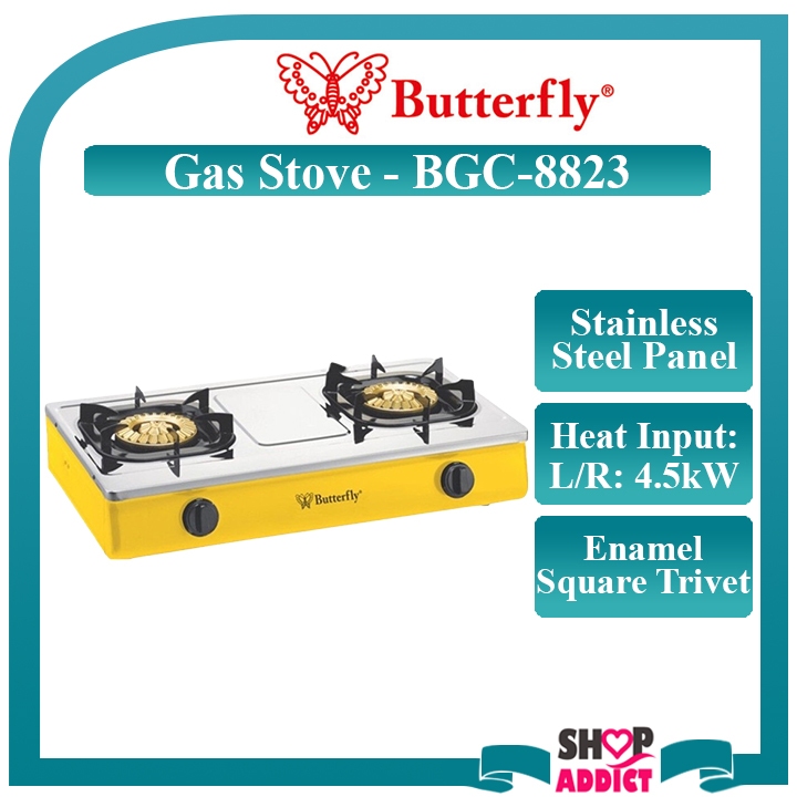 BUTTERFLY 4.5kW Double Burner Gas Cooker Dapur Gas BGC-8823 | Shopee ...