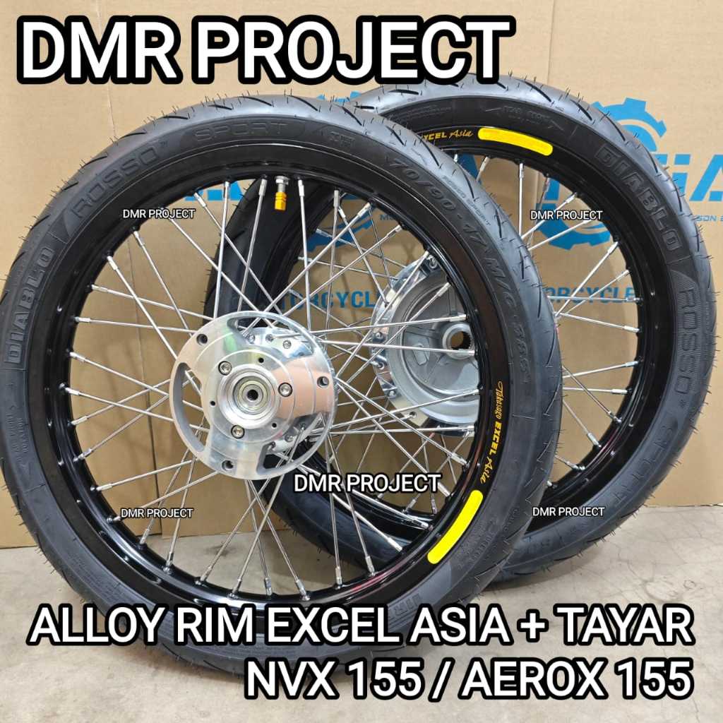 NVX 155/AEROX 155 ALLOY RIM COMPALTE SET RACING BOY FALCON TAIKOM EXCEL ...