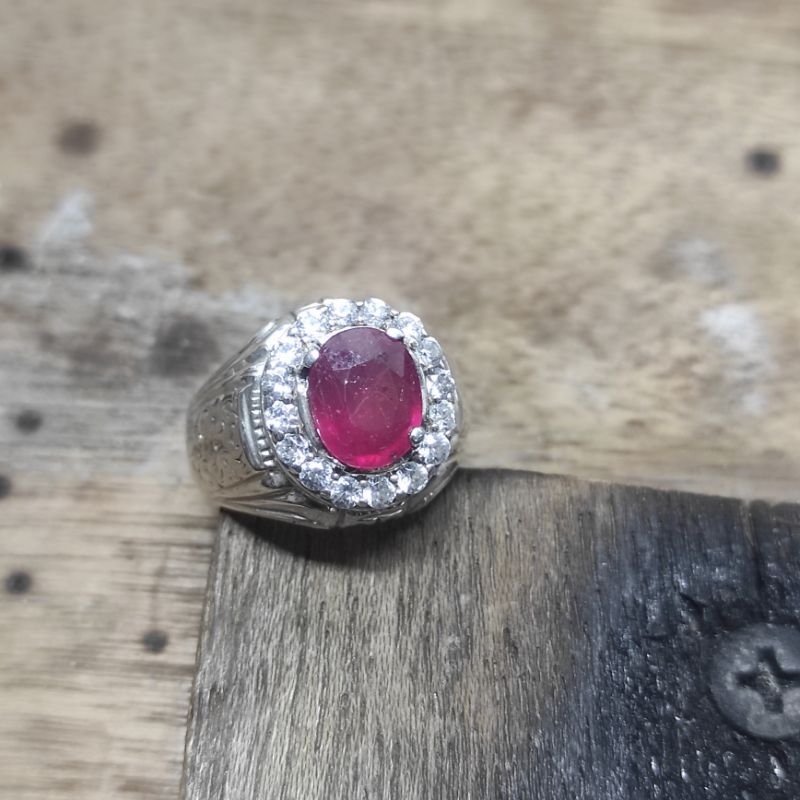 Delima Afrika Batu Permata Asli Cincin Perak African Ruby Natural Gem ...
