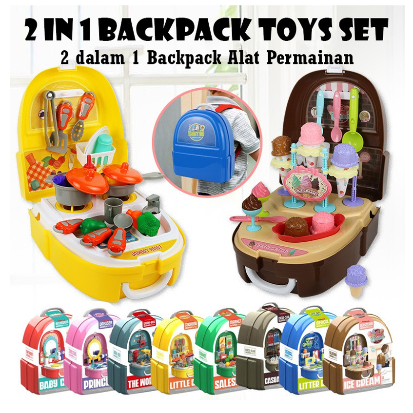 Portable Backpack Pretend Play Tool Set - Kitchen Chef, Mechanic ...